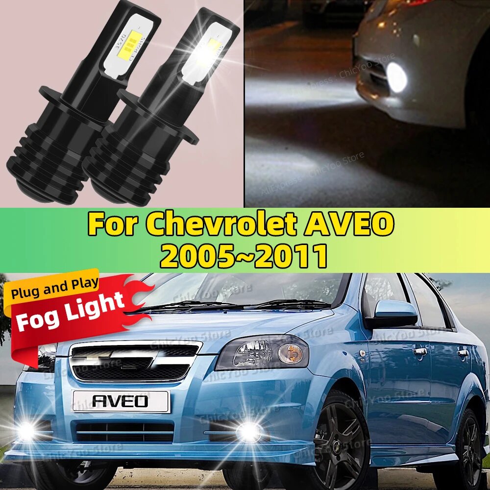 Для Chevrolet AVEO 2005 2006 2007 2008 2009 2010 2011 2X светодиодный автомобильный светильник, передняя лампа, противотуманная фара 20000LM, ультра яркий