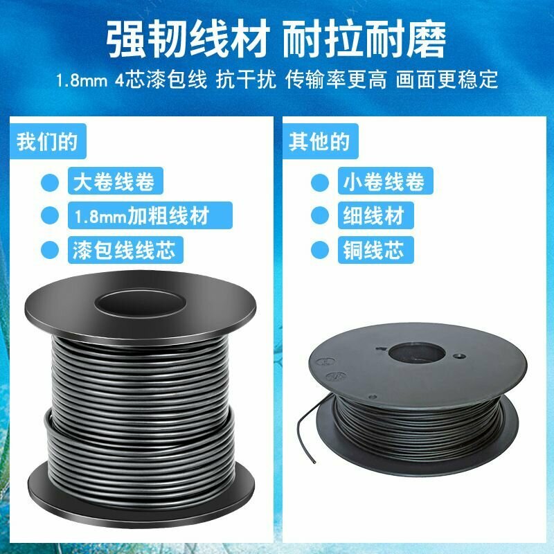 OZ-WIDR-1 шт. Кабель для камеры для рыбалки с разъемом для наушников, подводный кабель передачи данных HD длиной 20 м для рыболовного снаряжения весом 154 фунта (70 кг)