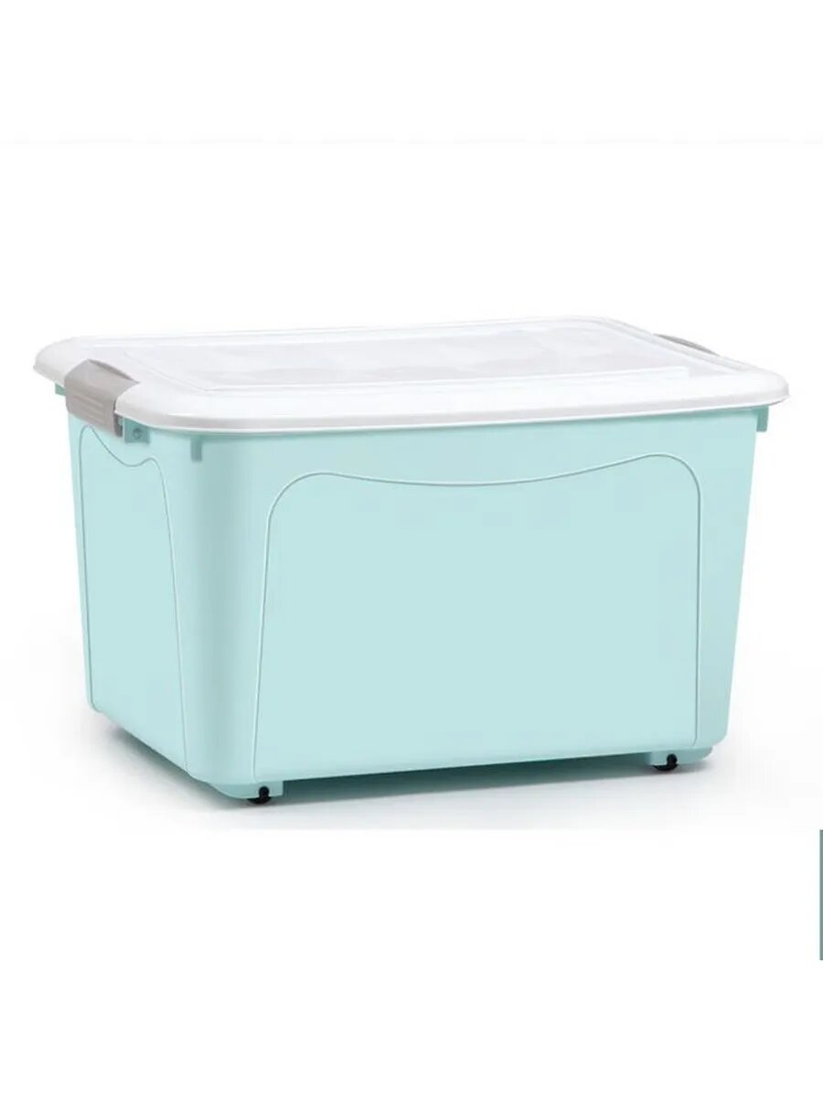 Большой пластиковый ящик с колесами 150л, синий
