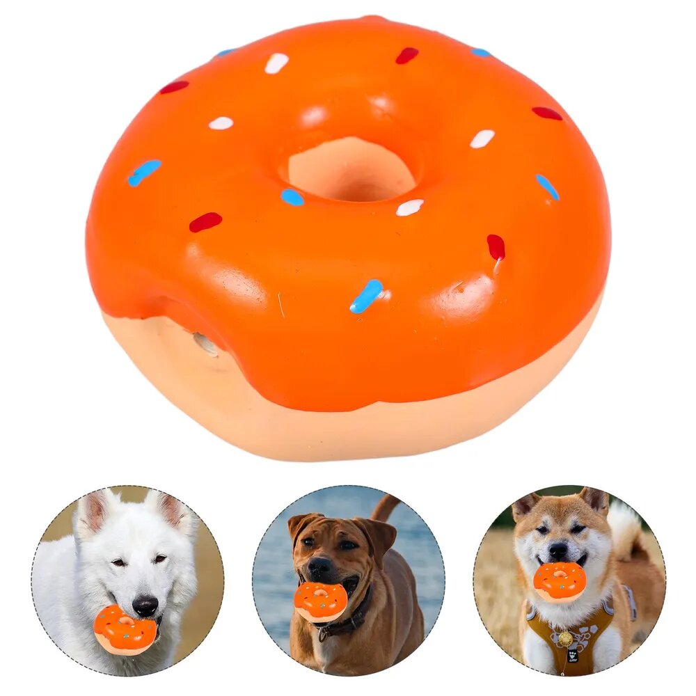 Скрипучая Игрушка Для Собак, Латекс, В Форме Пончика, Подходит Для Жевания И Интерактивной Игры, 1 Штука