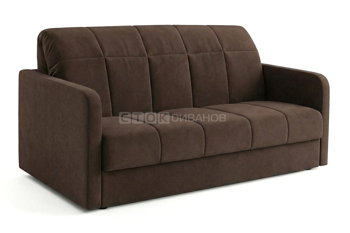 Диван Сток Диванов Стинг Chocolate шоколадный 140 см, механизм аккордеон на металлокаркасе