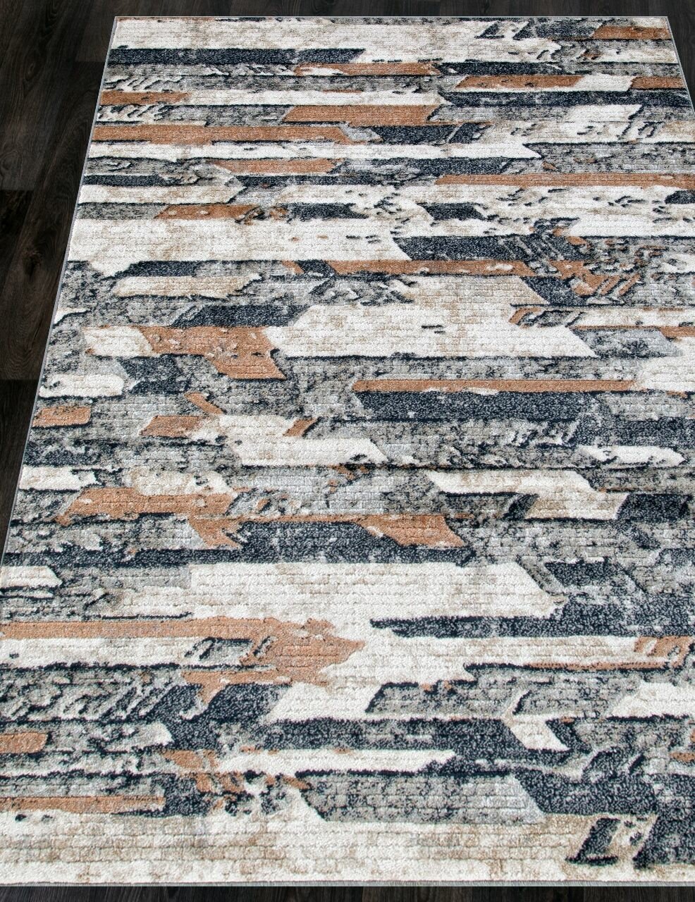 Ковер "Бостон" D749, 80x150 см, джутовая основа, геометрический рисунок, современный дизайн