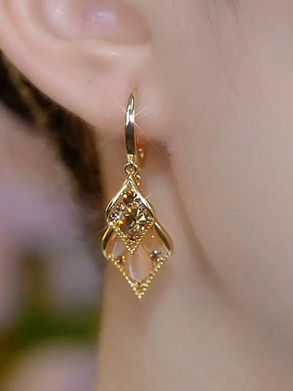 Серьги с подвесками, кристаллы Swarovski, кофейный — фото 1