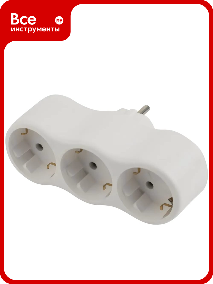 Разветвитель электрический Intro TR3e-W 3 розетки с заземлением 16А белый,