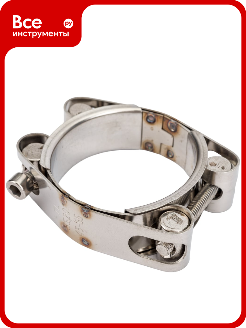 Двухболтовый силовой хомут TITAN LOCK 45-55 мм, нерж. сталь TL45-55DRCSS высокая прочность для промышленного крепления