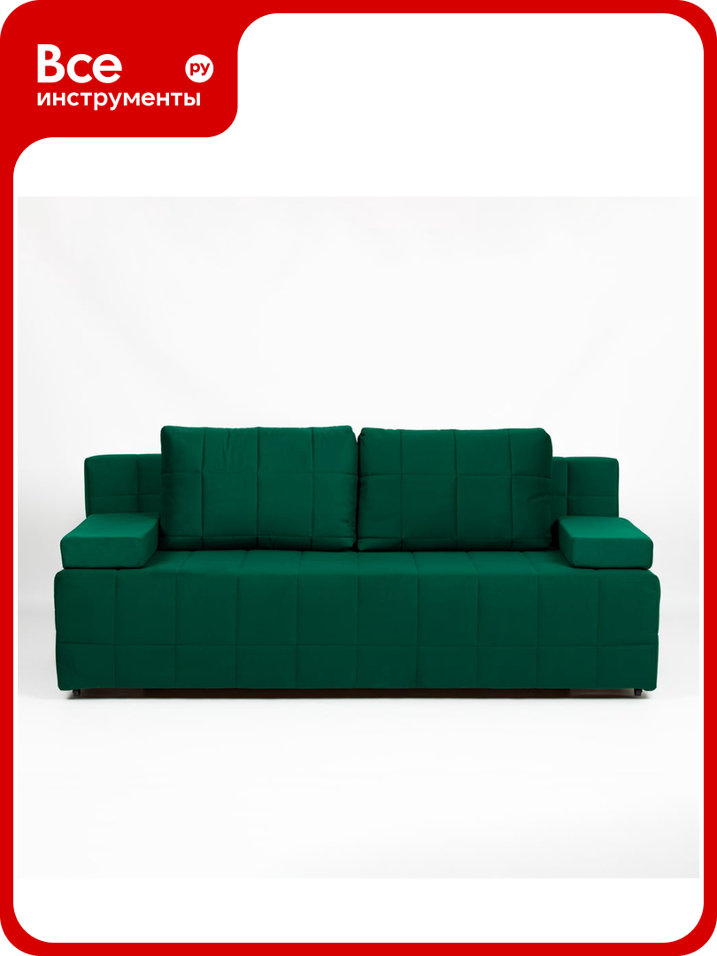 Диван-кровать Divan24 Вентура зеленый, механизм Еврокнижка, велюр 77400065