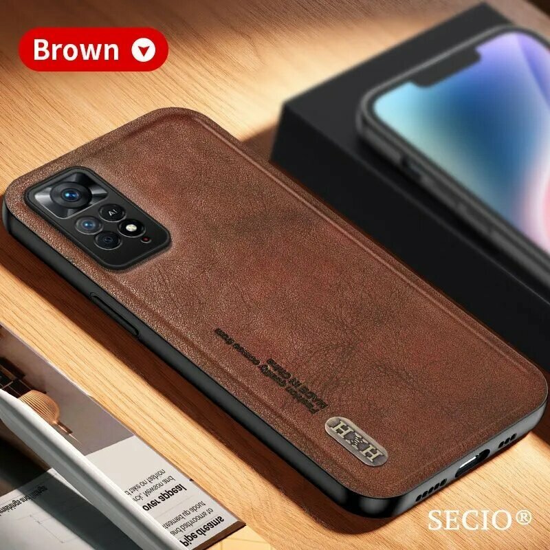 Чехол кожаный для Xiaomi Redmi Note 11 Pro и Note 11E Pro (Сяоми Редми Ноут 11 Про и Нот 11Е Про), для магнитного авто-держателя, защитой камер SECIO Ретро Деловой