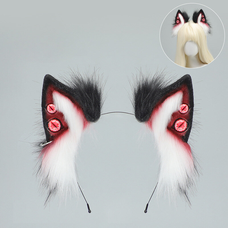 Повязка на голову с демоном Ктулху на Хэллоуин, выставка комиксов, уши лисы Яндере, уши зверя, косплей-реквизит, повязка на голову с ушами темного волка в стиле панк