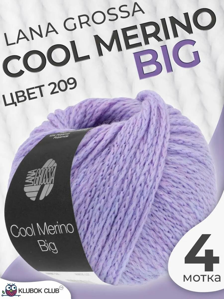 Пряжа для вязания Lana Grossa Cool Merino Big шнурок, цвет 209, 4 мотка