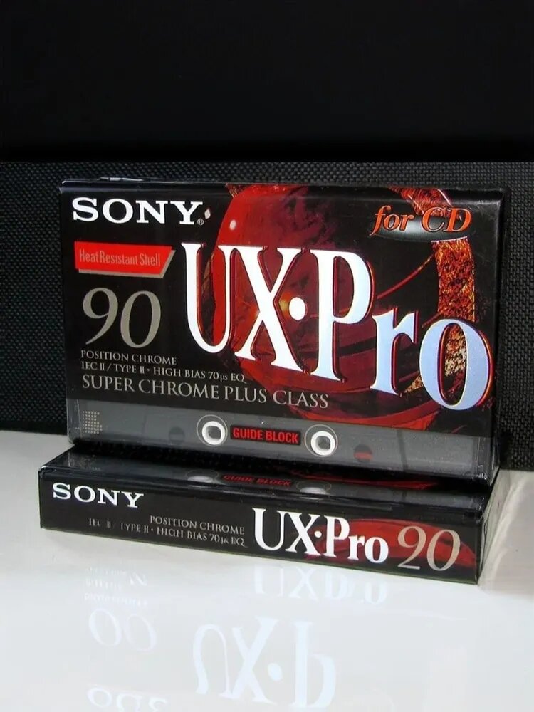 Аудиокассета Sony UX-Pro90 chrom , Франция, 1994 г,1 шт (90 мин, топовый хром)