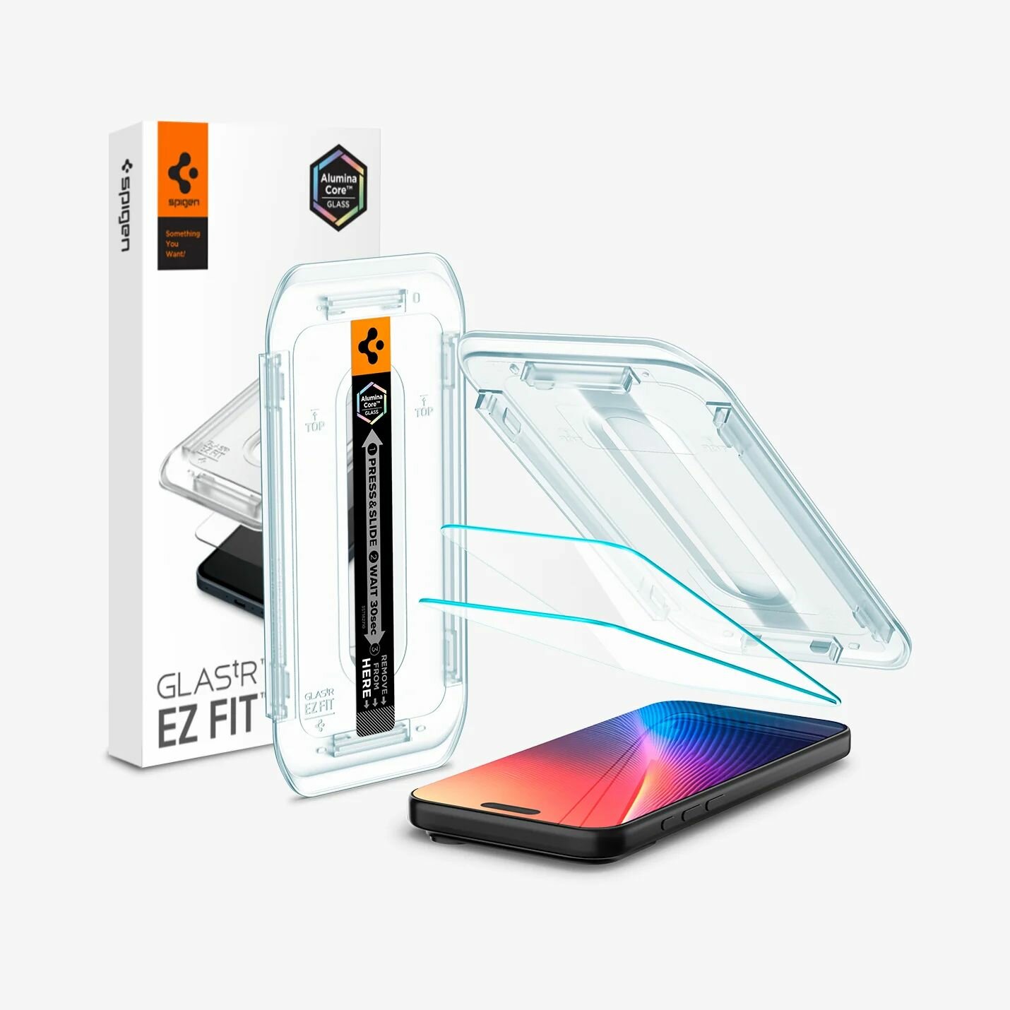 Защитное стекло Spigen AluminaCore Glas.tR EZ Fit для iPhone 17 ,9H+ ударопрочное 2 шт.