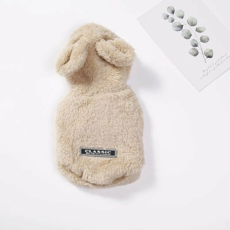 Теплая одежда для кошек, зимняя одежда для домашних животных, толстовка с капюшоном для собак с медвежьими ушками