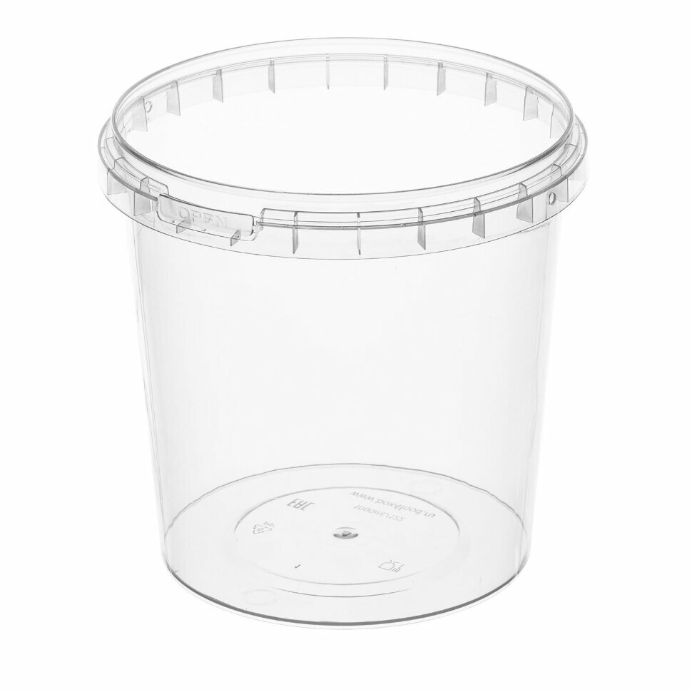 Банка с крышкой 1000 мл, пластиковая, под пресервы, с контрольным замком, диаметр 122 мм, взлп, 1217КП, 150 штук, 609217