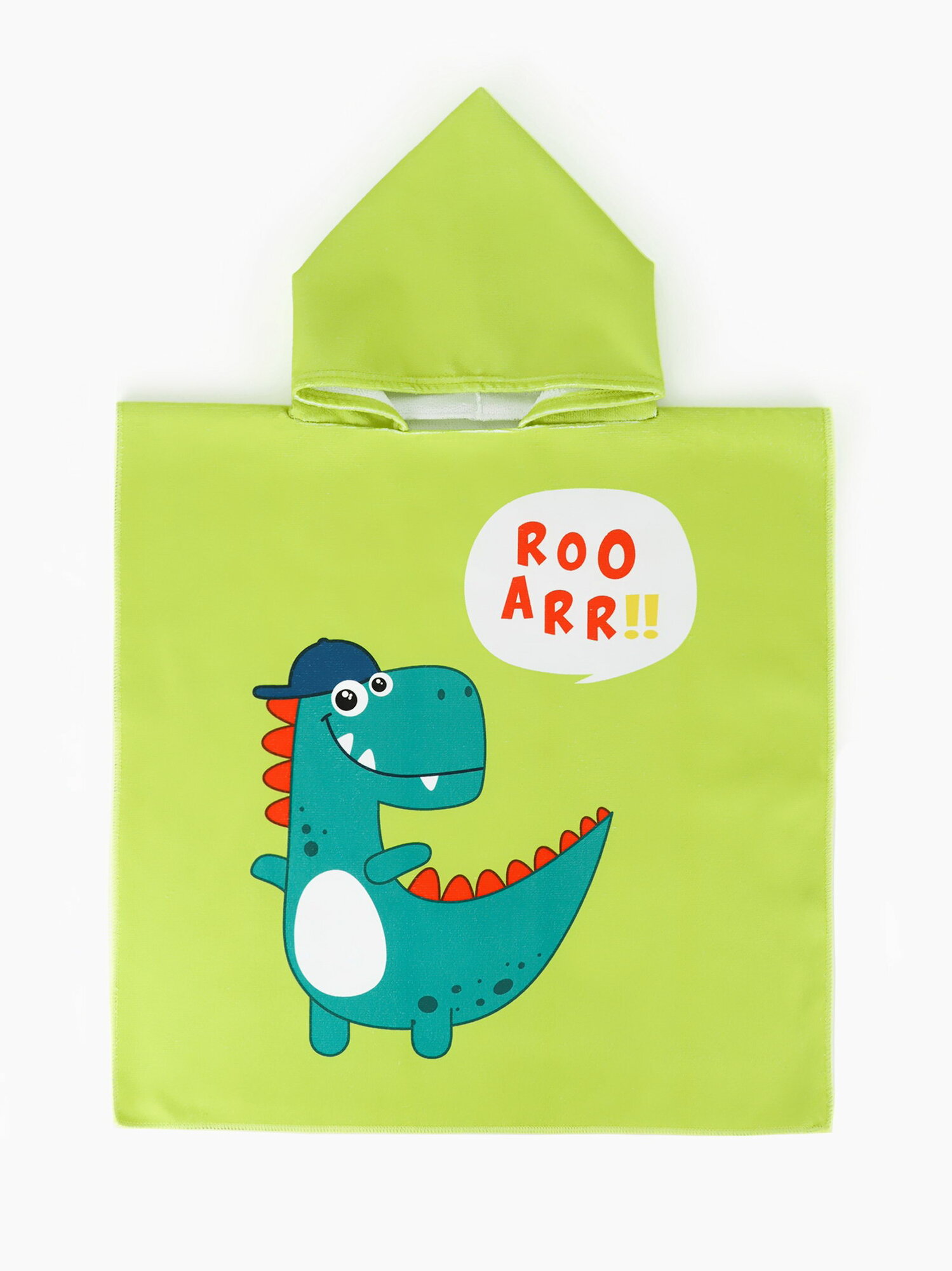 Полотенце - пончо детское махровое "Дино" 60x120 см, зелёное