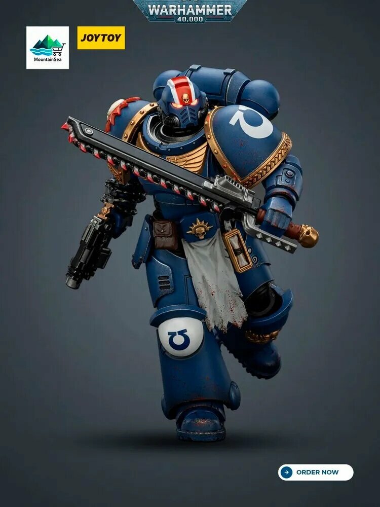 Warhammer 40K/ Боевой молот 40K 1:18 Лейтенант Деметриан Тит (Demetrian Titus), заместитель командира Ультрамаринов Подвижная фигурка, Коллекционный, JOYTOY