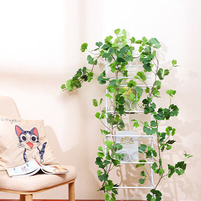 Искусственные ротанговые листья гинкго, зеленые листья, покрытие водопроводных труб, потолочное украшение, пластиковое зеленое растение, ландшафтный дизайн