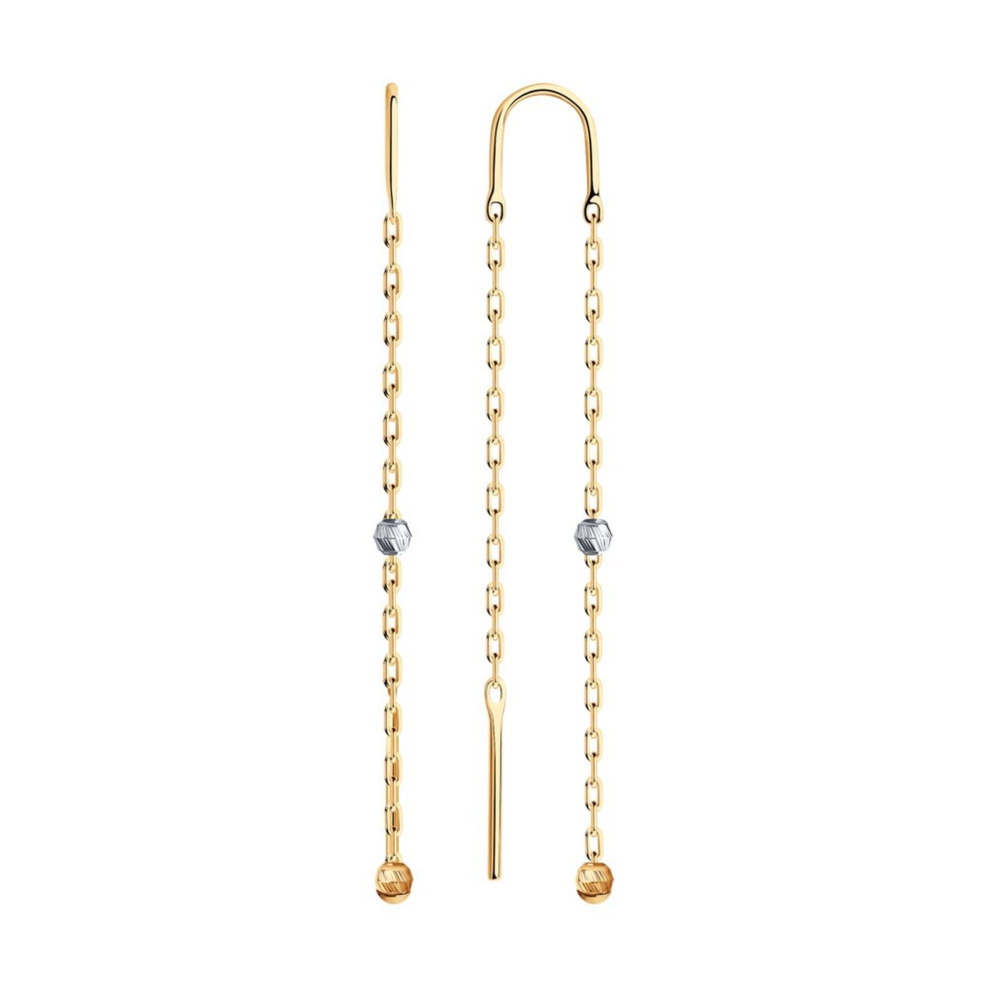 Серьги цепочки, красное золото, 585 проба