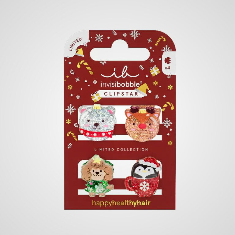 Мини заколки-крабики для волос детские CLIPSTAR KIDS Sparkle in a Cup 4 шт INVISIBOBBLE CLIPSTAR KIDS Sparkle in a Cup Заколка 4 шт