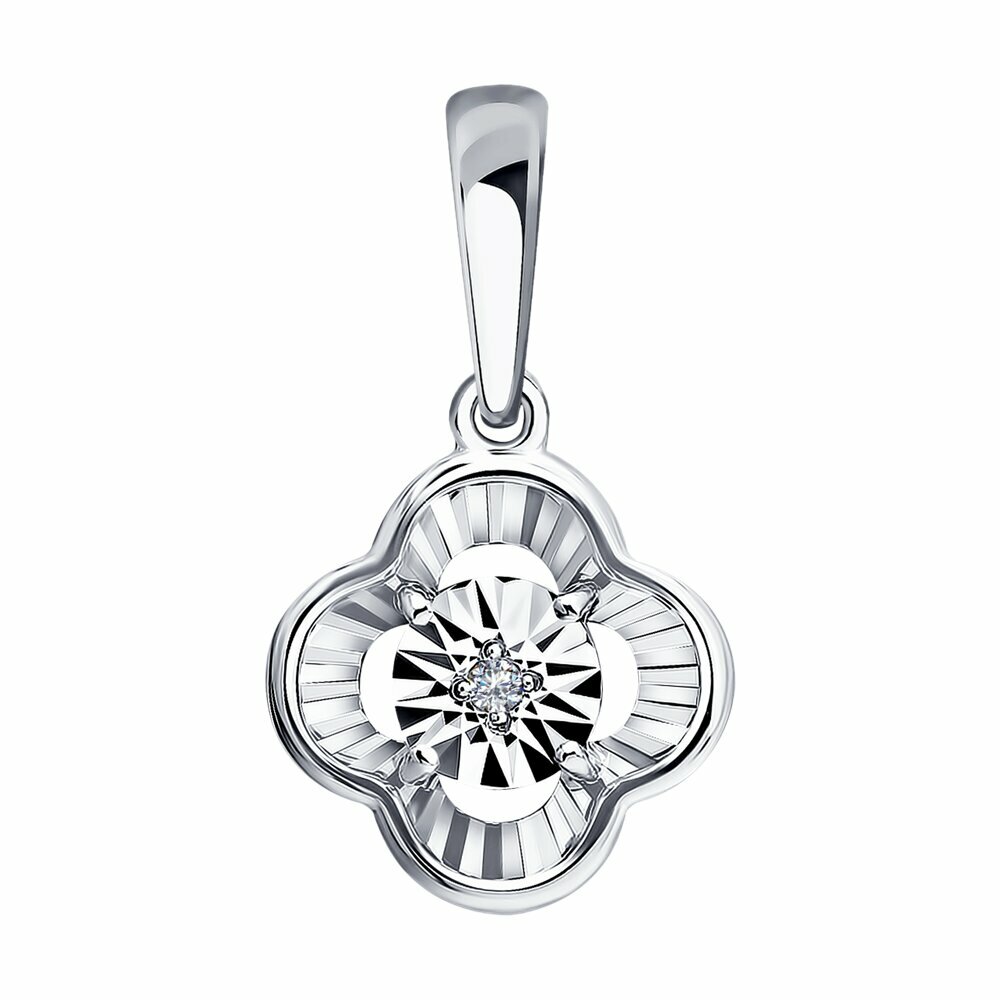 Подвеска, белое золото, 585 проба, бриллиант