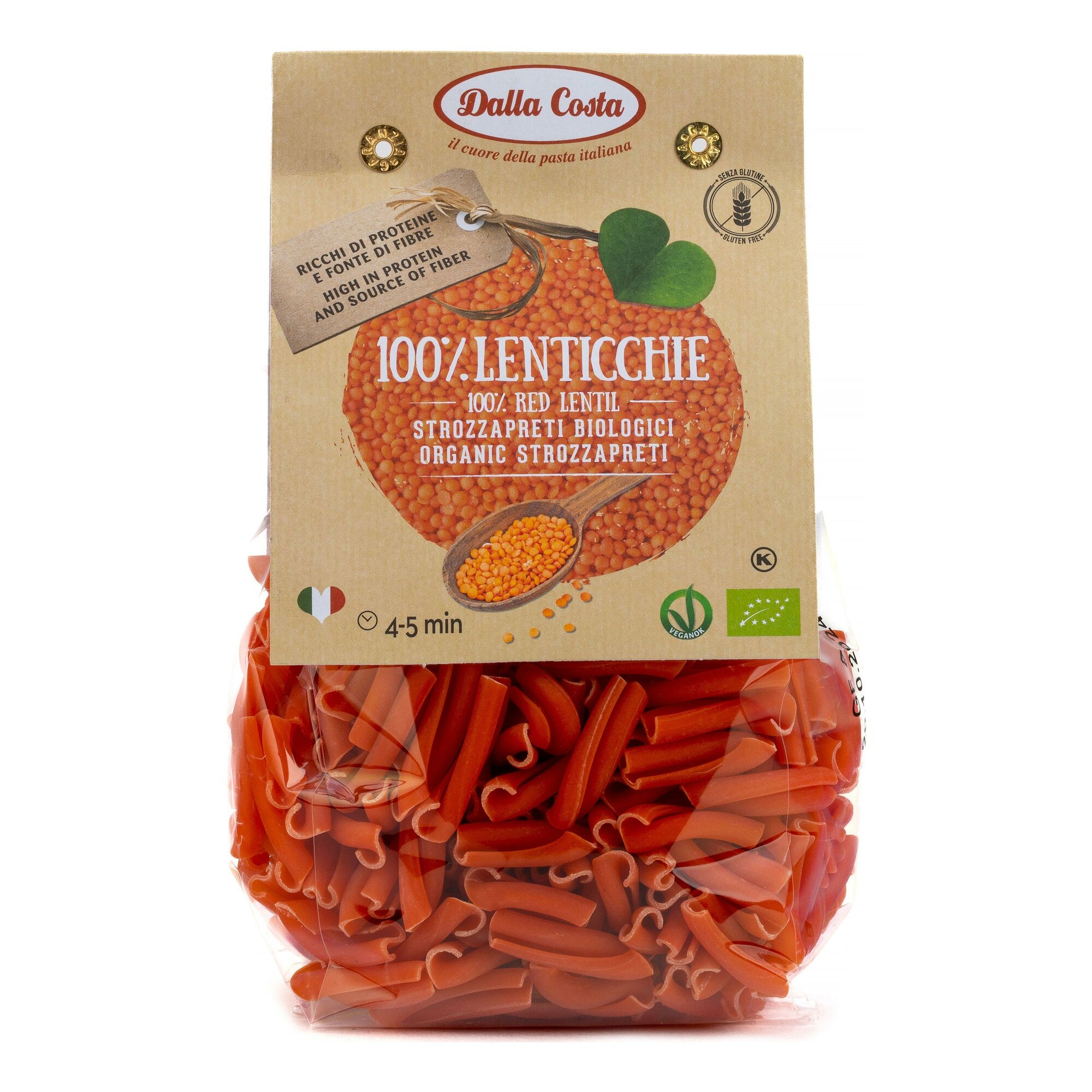 Макаронные изделия Dalla Costa из муки красной чечевицы "Строццапрети БИО", 250 г