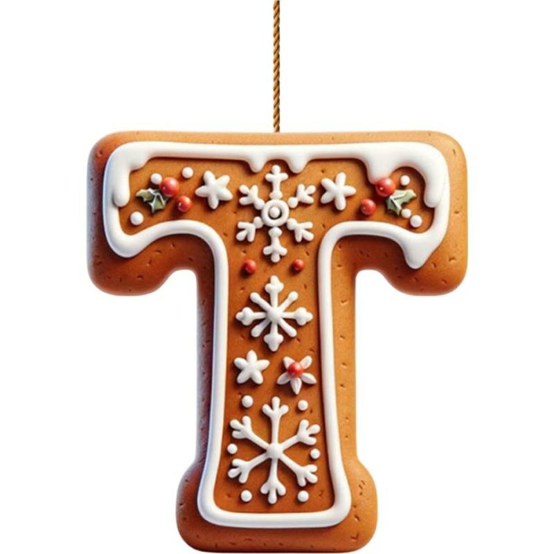 Подвеска в виде 26 букв для рождественской елки, поделка своими руками: алфавитные украшения от А до Я для елки, подвеска в виде конфетной буквы с ягодным узором, украшение для рождественской елки.