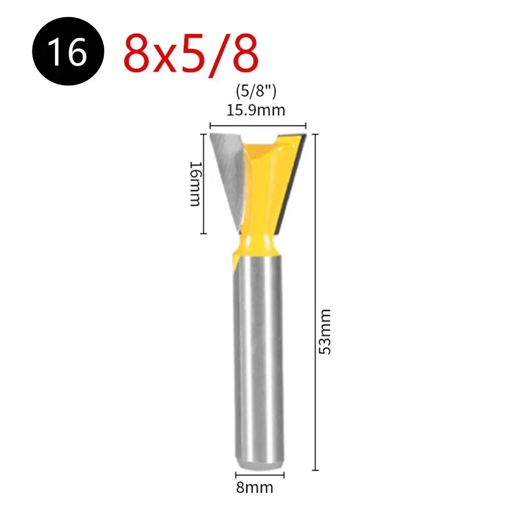 6 мм 6,35 мм 8 мм 12 мм 12,7 мм хвостовик ласточкин хвост шарнирный набор фрез 14 градусов 8x15.9