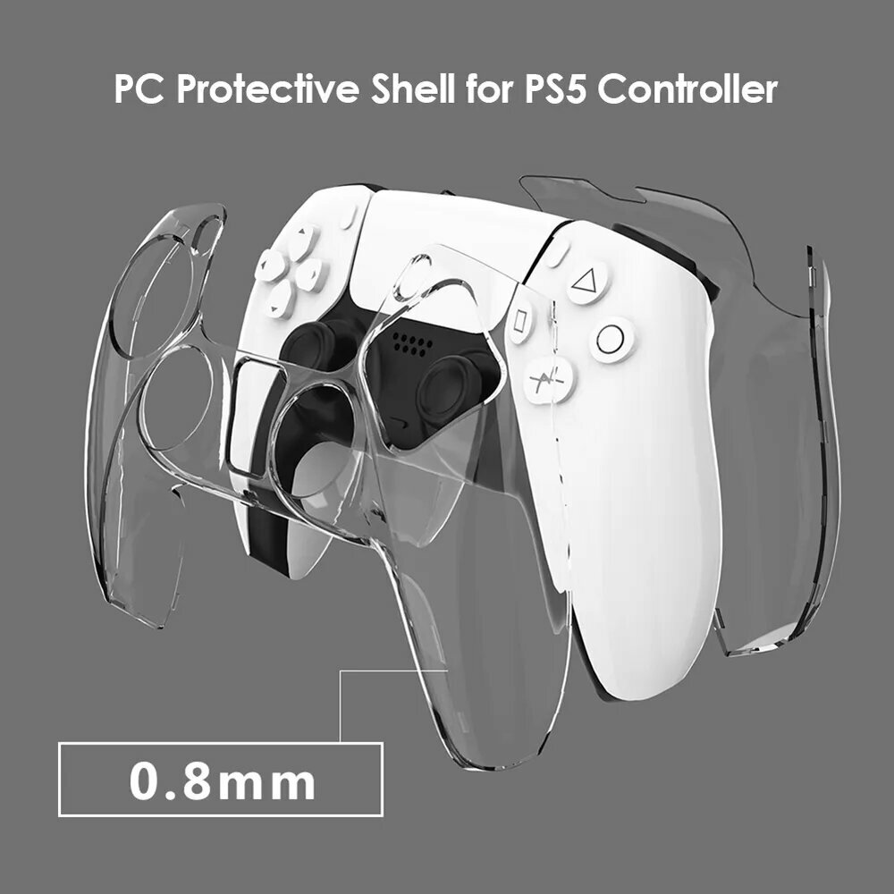Прозрачный защитный чехол из поликарбоната для контроллера PS5
