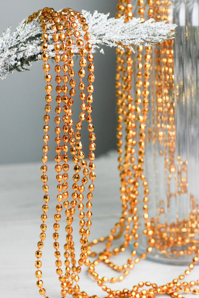 Бусы пластиковые бриллиантовая россыпь, 5 мм, 2.7 м, цвет: янтарный, Kaemingk 001637