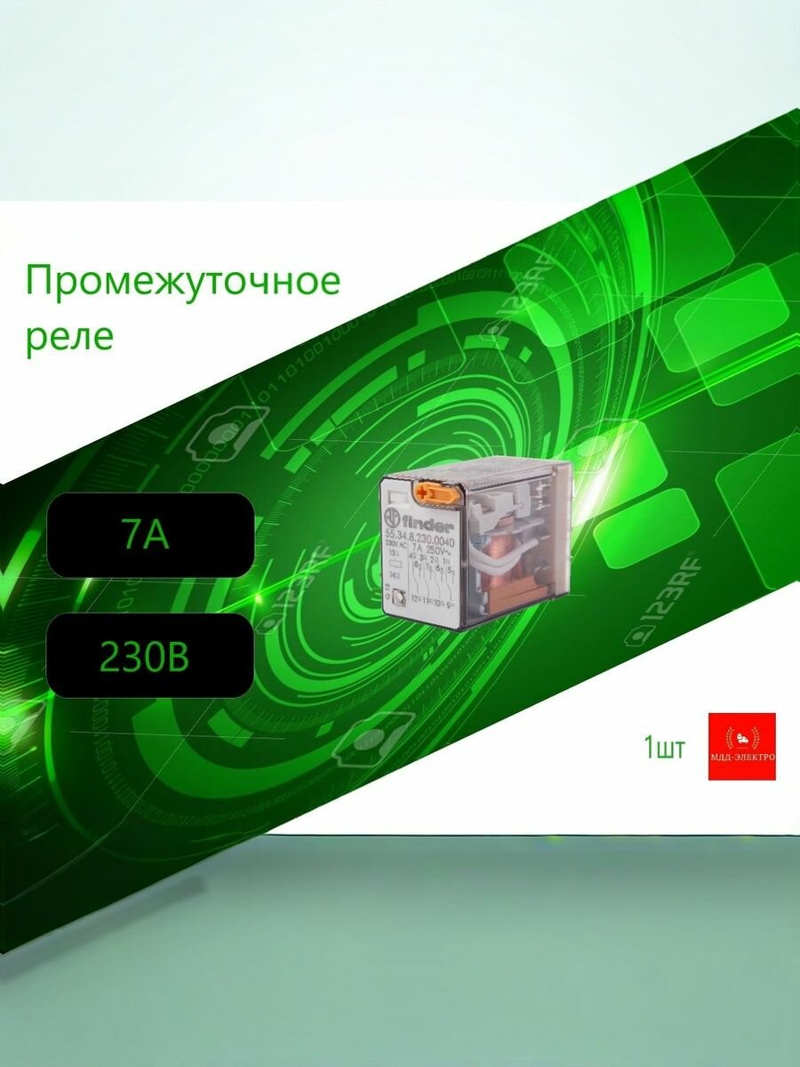 55.34.8.230.0040, Реле промежуточное 4 переключ. 230VAC, 7A/250VAC 4PDT