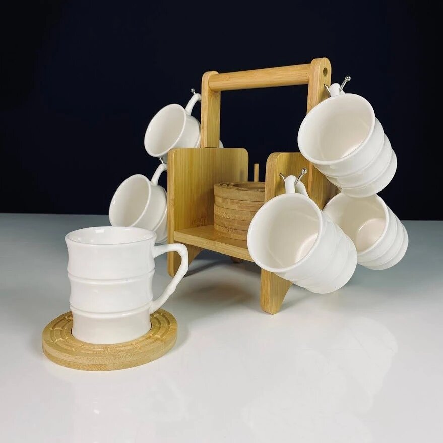 Кофейный набор на 6 персон 120мл на подставке BAMBOO Фарфор 140-151 118-140-151
