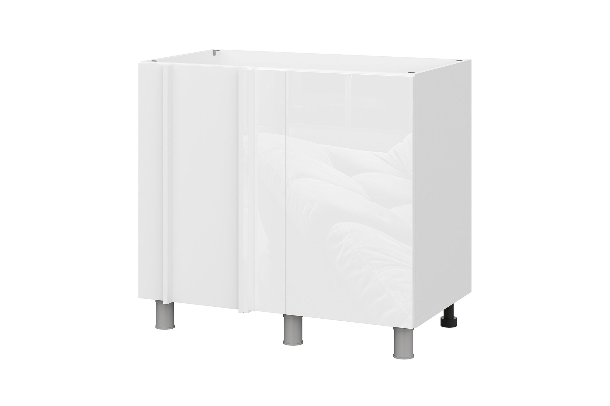 Кухонный шкаф нижний угловой Нонтон Монора, 100х50х82 см, белый / Белоснежный глянец