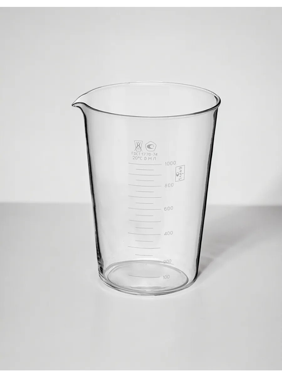 Мензурка ТС ГОСТ-1770-74 HLP-2, 1л, 125х125х175 мм, стекло
