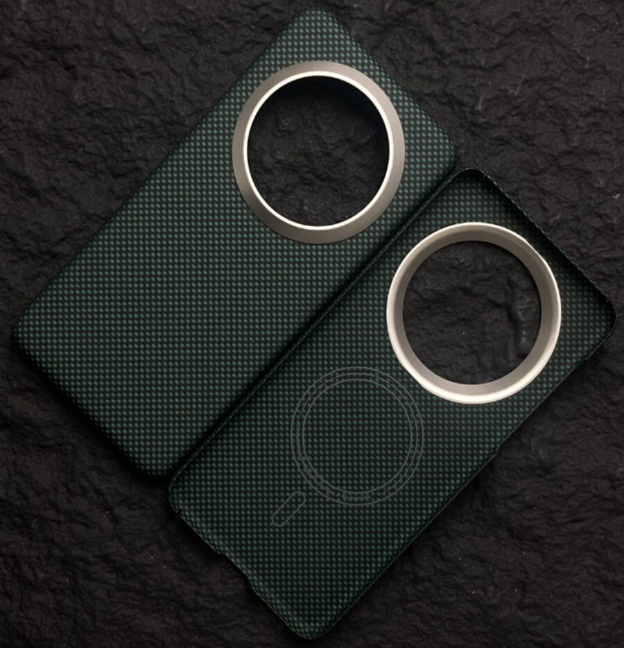 Карбоновый чехол Carbon Shield для Huawei Mate 70 Pro/Pro+ Metal Frame с Magsafe Green