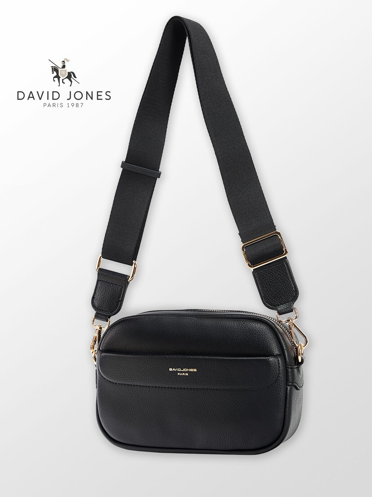 Сумка кросс-боди DAVID JONES, фактура гладкая, черный — фото 1