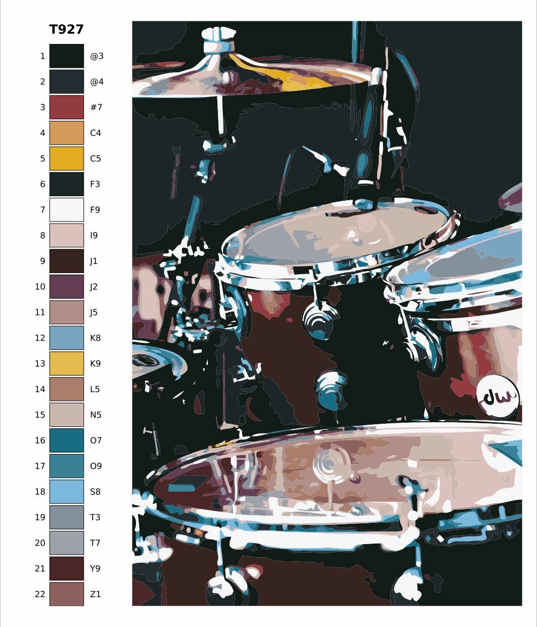 Картина по номерам T927 "Барабаны, музыкальный инструмент" 40x60