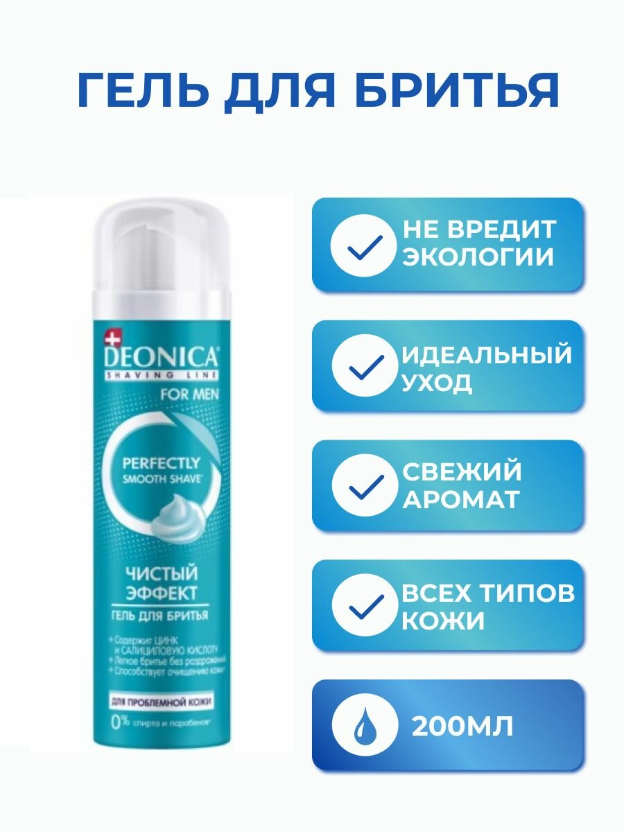 Деоника гель для бритья Чистый эффект 200м