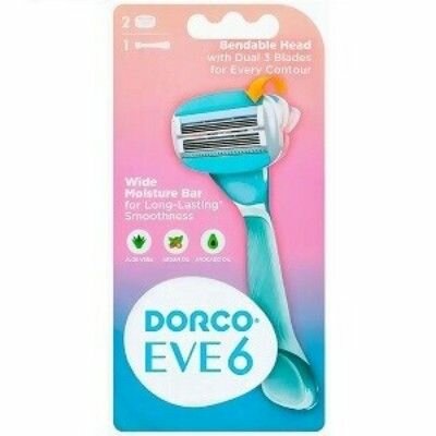 Бритвенный станок DORCO 6 лезвий, плавающая головка, крепление PACE, в комплекте 1 станок и 2 сменные кассеты