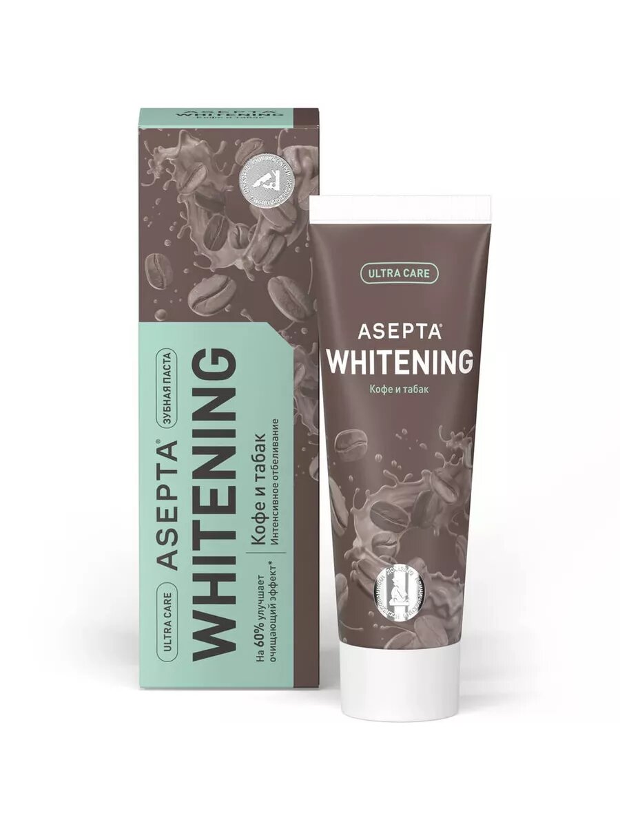 Асепта plus профессиональная зубная паста кофе и табак 75 мл