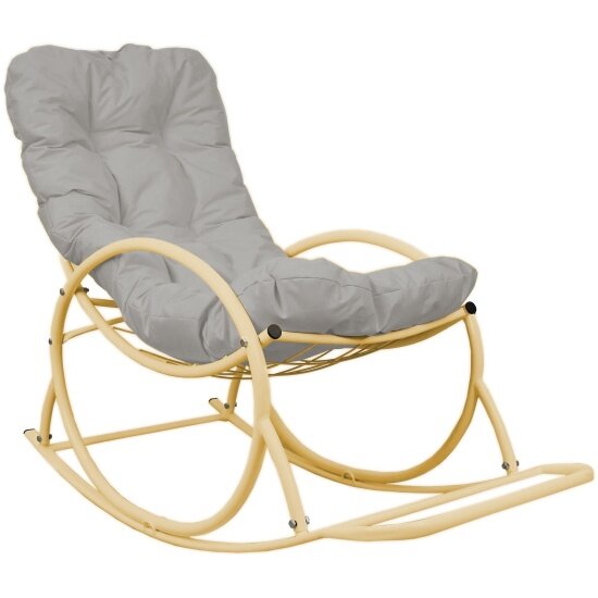 Кресло-качалка M-group Овал бежевое, серая подушка