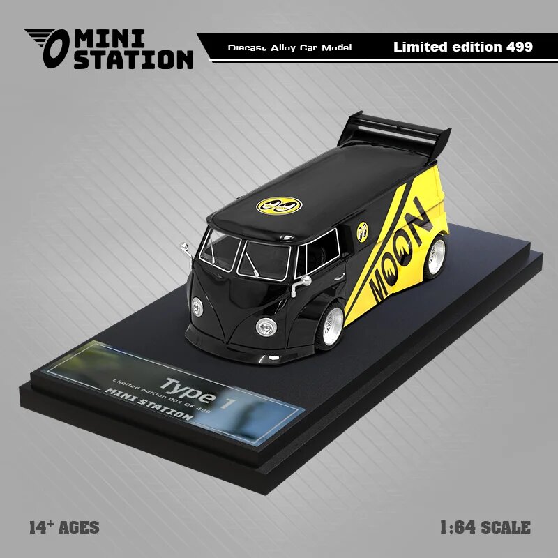 Модель автомобиля Mini Station Mooneyes T1 Van 1:64, черный