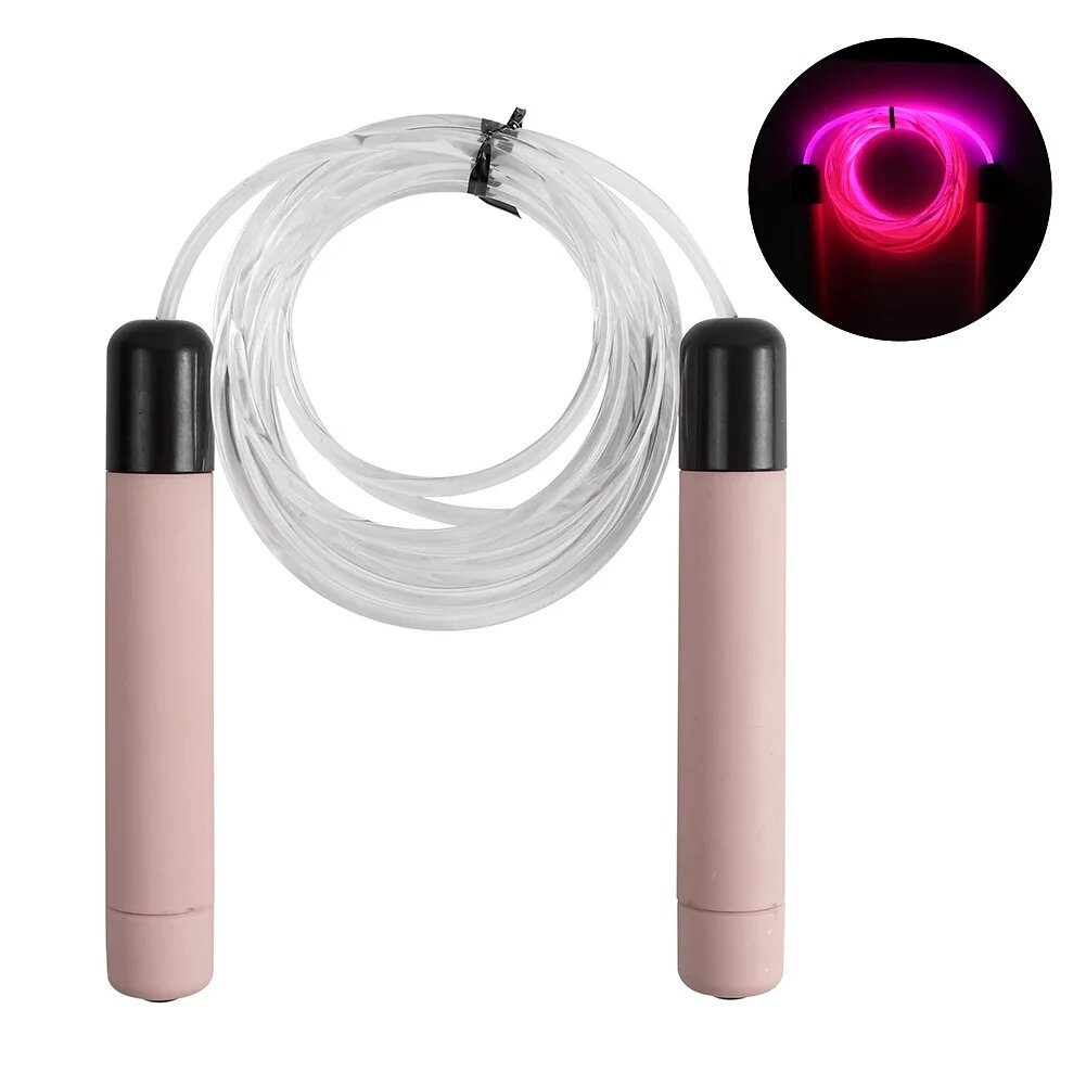 LED Светящаяся Скакалка из Искусственной Кожи Розовый, Pink