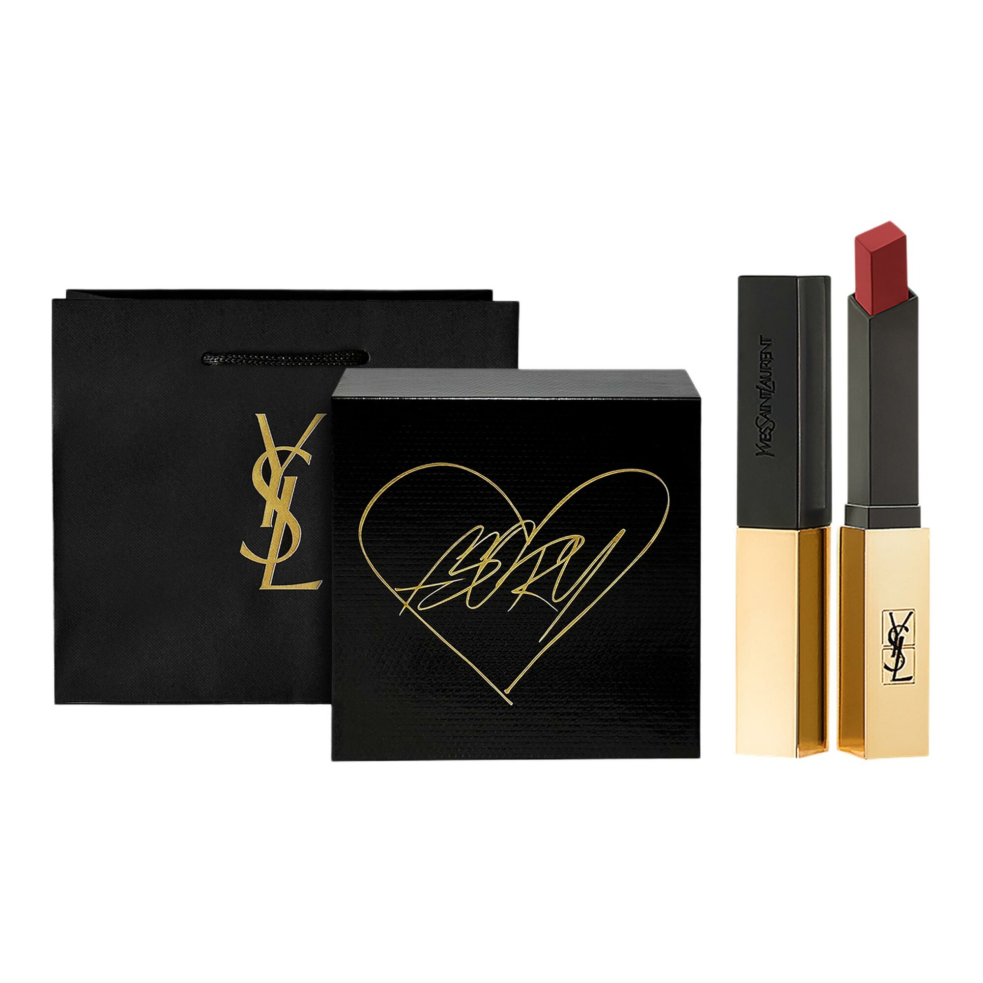 Помада матовая женская SAINT LAURENT Black Gold Box, легкая в растушевке, стойкая