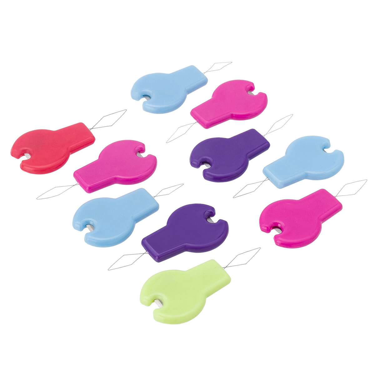 Нитевдеватель с лезвием для обрезки нити, пластик, набор 10 штук, айрис