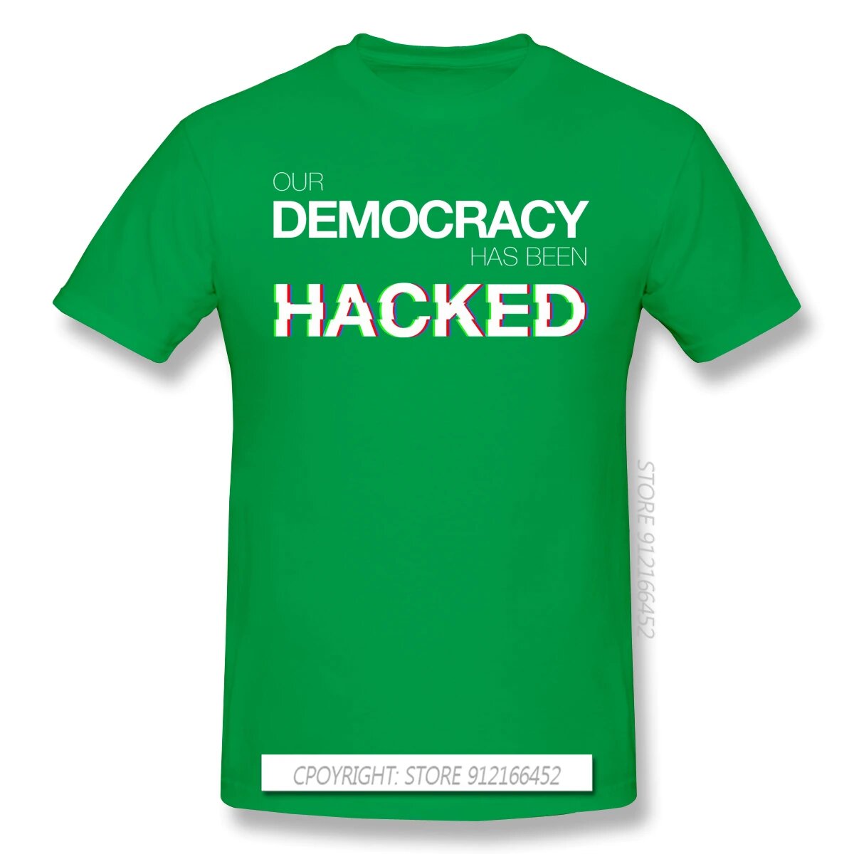 Футболка "Our Democracy Has Been Hacked" темно-зеленая XL