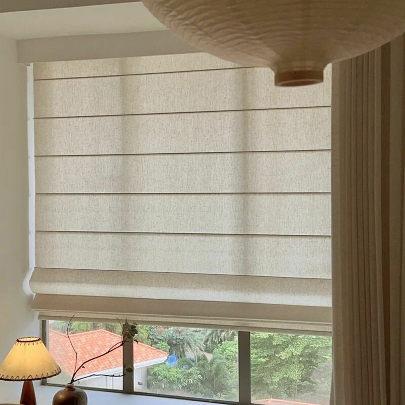 Японские льняные римские шторы, светонепроницаемые полупрозрачные занавески, новые светопроницаемые, но обеспечивающие конфиденциальность шторы для гостиной и балкона, электрические рулонные шторы.