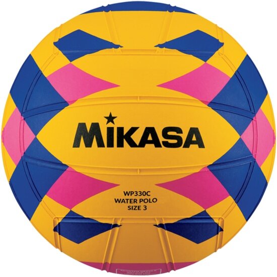 Мяч для водного поло Mikasa WP330C р.3, junior, длина окружности 61-63 см, желто-сине-розовый
