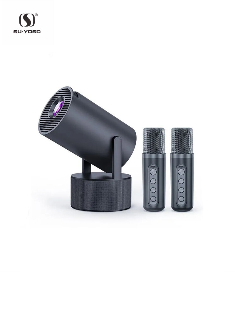 Проектор для фильмов и игр с караоке микрофонами Android, Wi-Fi, Bluetooth SU-YOSD HY-300PRO KTV