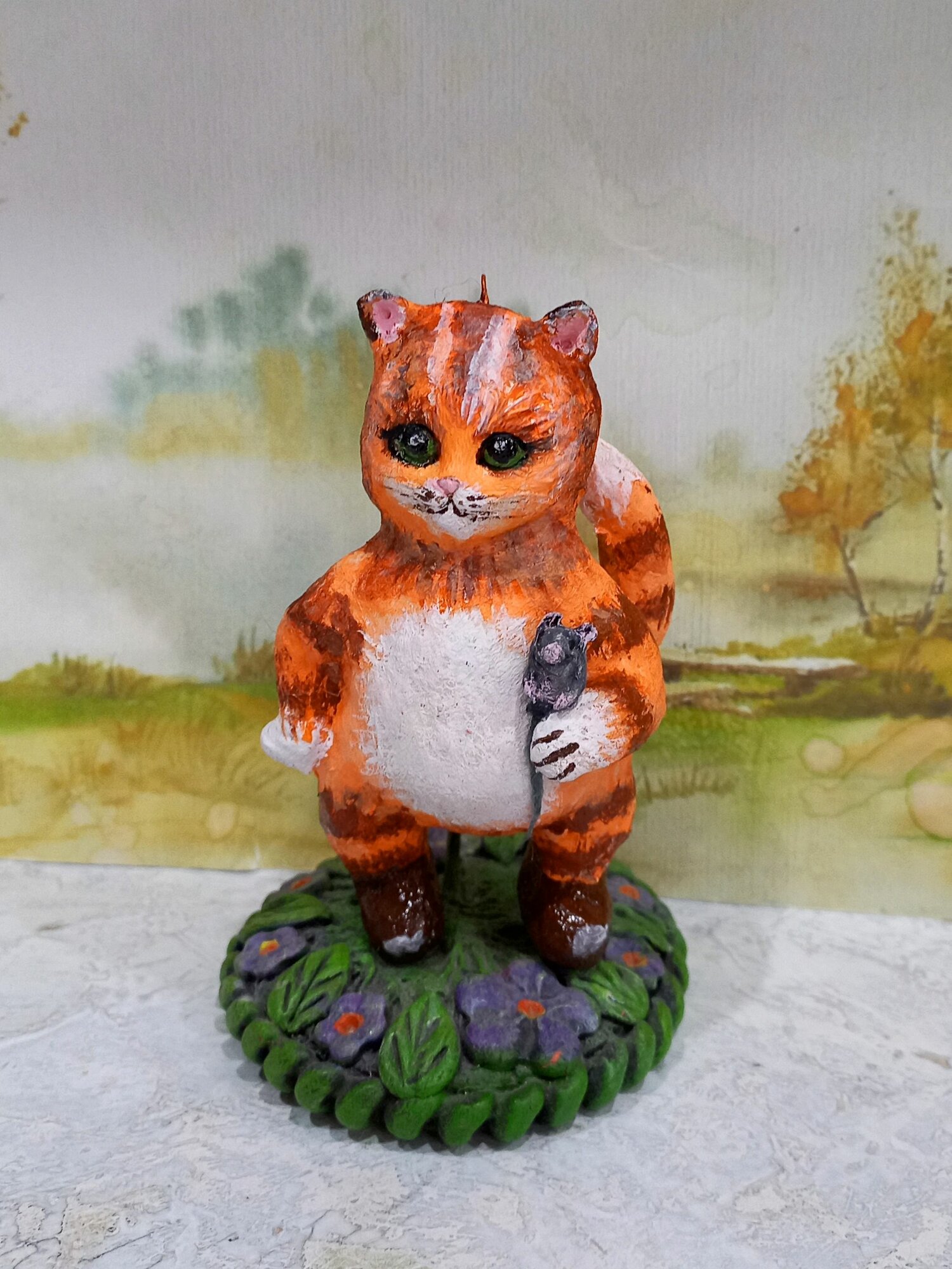 Ватная ёлочная игрушка "Кот Тихон"