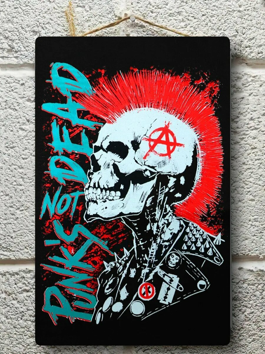 Череп постер металлический интерьерный на стену табличка 20 см х 30 см подарок гитаристу