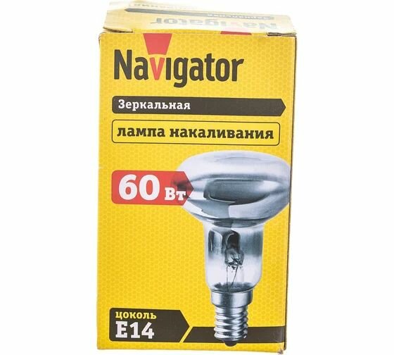Зеркальная лампа Navigator накаливания , ЗК, 60Вт, R50, 230В. Е14, матовая